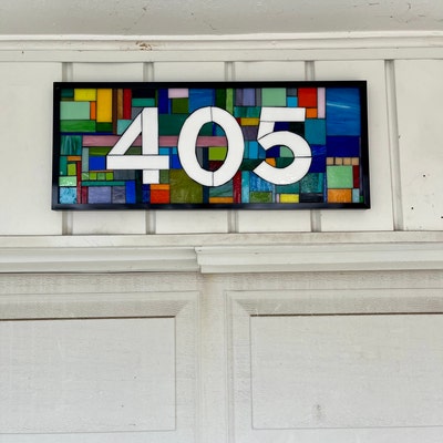 Custom House Number in Stained Glass Mosaic With Decorative Element - Etsy
