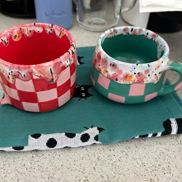 Handmade Double Espresso Cup, Ombre Pottery Cup, Kitchen Gift,home ...