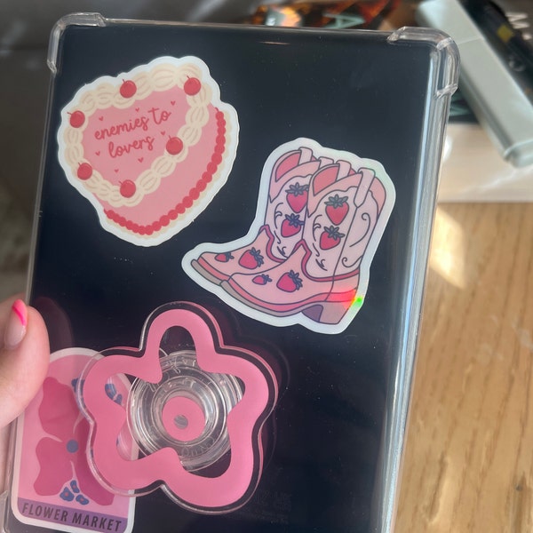 Strawberry Cowboy Boots Sticker, Cowboy Romance Book Stickers, Book ...