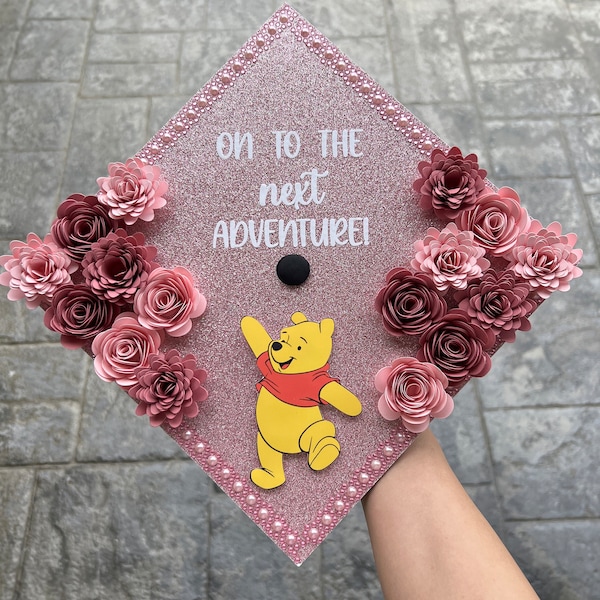 Graduation Cap Topper Rose Gold, Custom Pink Grad Cap, Graduation Cap ...