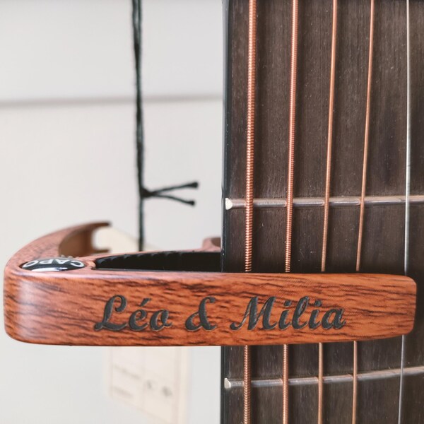 Personalized Wood Grain Guitar Capo, Custom Message, Engraved Guitar ...