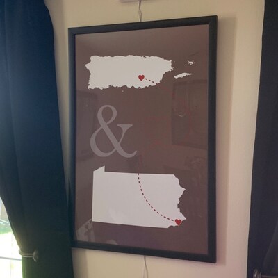 Two Countries Map With Love Trails, Engagement Gift, Wedding Gift ...