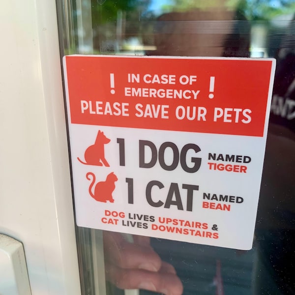 Pet Inside Emergency Sticker With Names, Emergency Pet Sticker, Pet ...