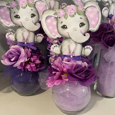 Purple Floral Elephant Clip Art, Watercolor Cute Little Peanut,lavender ...