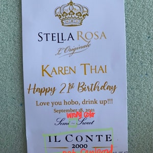 Custom Wine Label,custom Stella Rosa Label,custom Wine Gift,750ml Wine ...