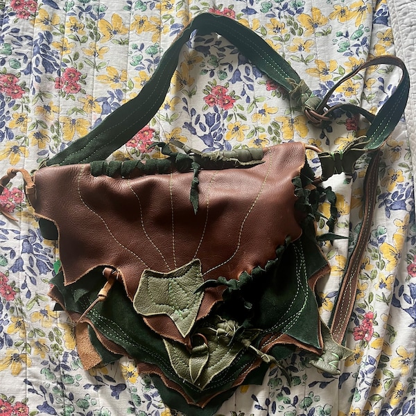 Leather Backpack Purse, Handmade Leather Bag, Leather Leaf Backpack ...