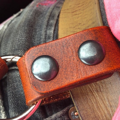 2 Short Leather Belt Loop Attachment for Leather Sheaths Dk Brown Brown ...