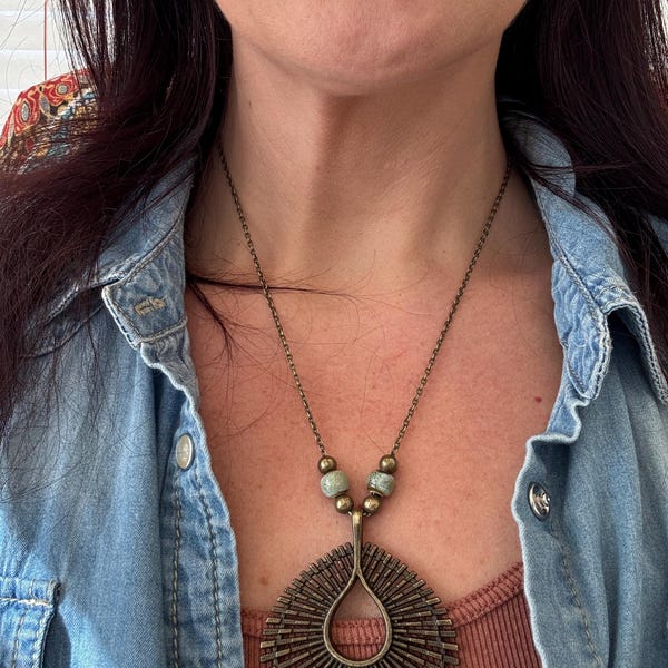 Boho Necklaces for Women, Bronze Large Necklaces, Bohemian Antique Gold ...