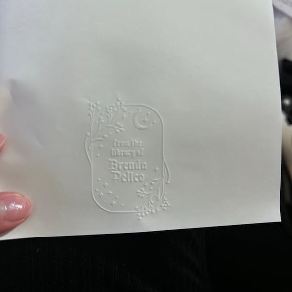 Custom Moon Embosser Book Stamp | Personalized Ex Libris | Wood and ...