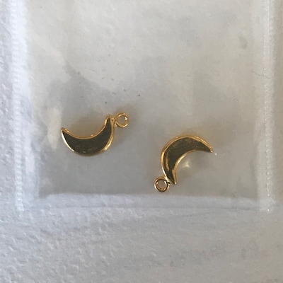 2 Pc Vermeil, 18k Gold Over 925 Sterling Silver Moon Charms, Small Gold ...