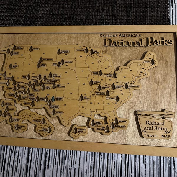 Custom USA National Parks Travel Map | Camper RV Gift | 5th Anniversary ...