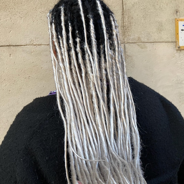 Extra Long Silver Platinum Blonde Synthetic Double-ended Dreadlocks ...
