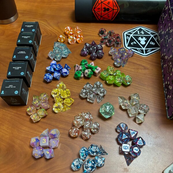 Alchemical Fire 14pc Orange and Red Gold Ink Kraken Dice Set Dungeons ...