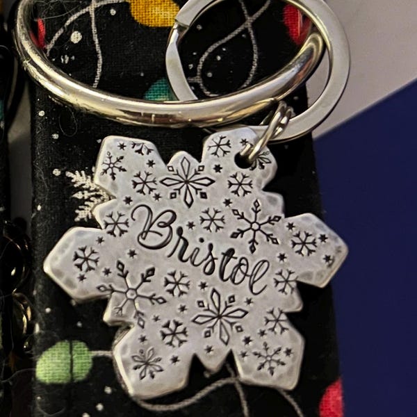 Snowflake Dog Tag - Winter Dog Tag - Dog Collar Tag - Pet Tag - Hand ...