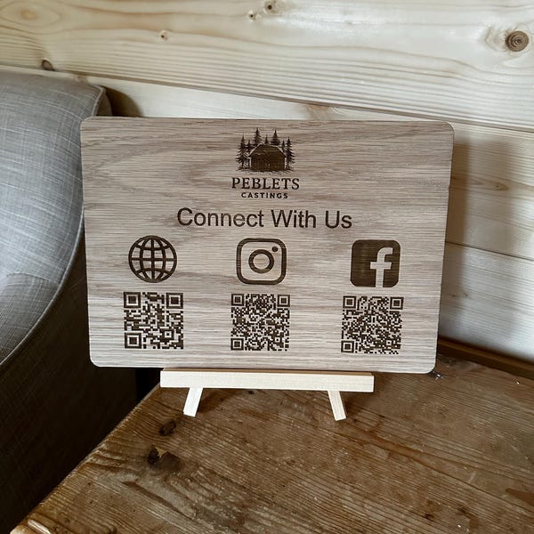 Handmade Wooden Social Media Sign | Custom QR Codes for Website ...