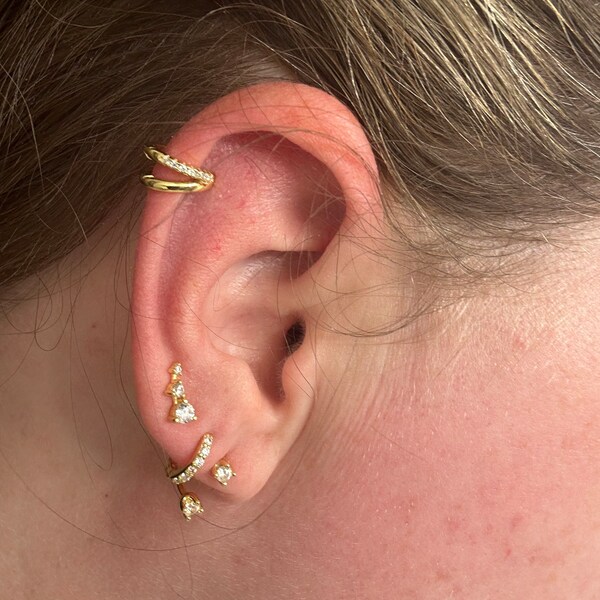 Waterproof-double Helix Hoop Sterling Silver Earring, Helix Piercing ...