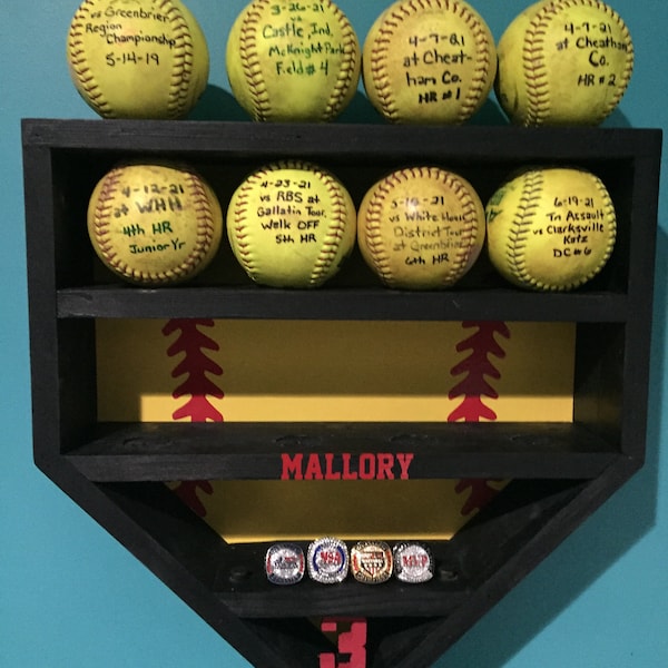 Softball and Ring Display, Home Run Ball and Ring Holder, Softball ...