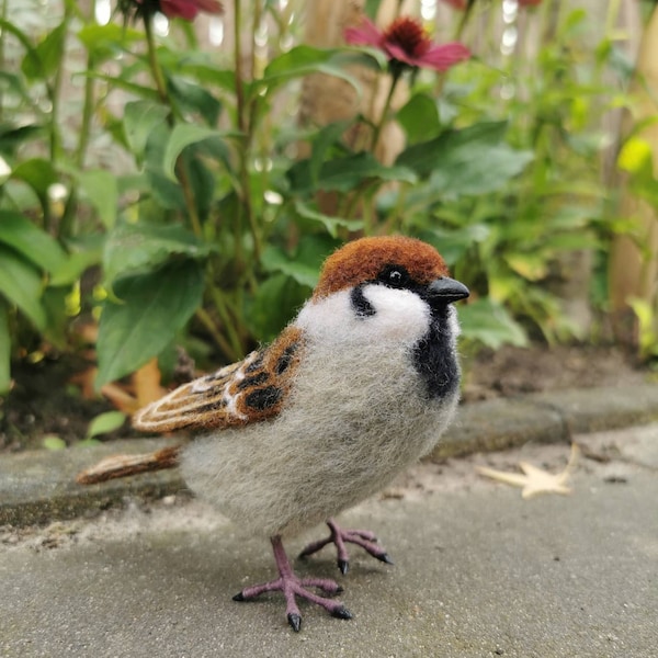 Needle Felted Sparrow: Miniature Wool Bird Sculpture - Etsy