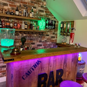 Home Bar Reclaimed Wooden Drinks Optics Plaque Spirit Display Unit ...
