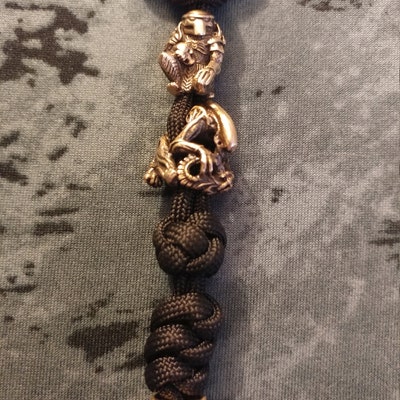 Paracord Knife Lanyard/keychain With Alien Brass Bead, Unique Gift for ...