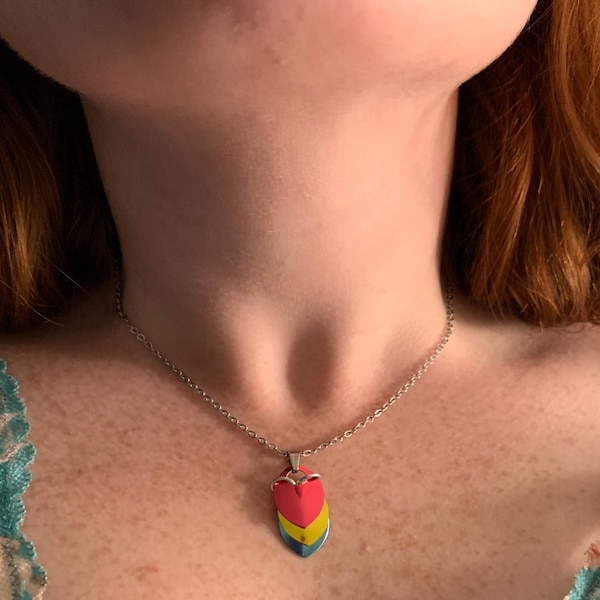 Pansexual Pride Pendant, LGBTQ Chainmail Scale Necklace, Pan Pride ...