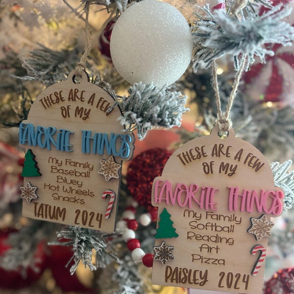 Custom Kid's Christmas Ornament, My Favorite Things, Gift for Child ...