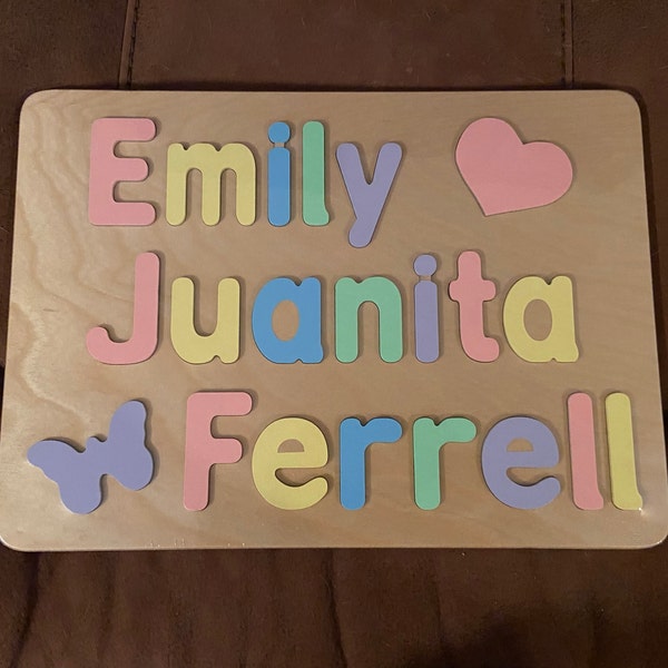 Wooden Name Puzzle for Three Names - Custom Personalized - Birthday ...
