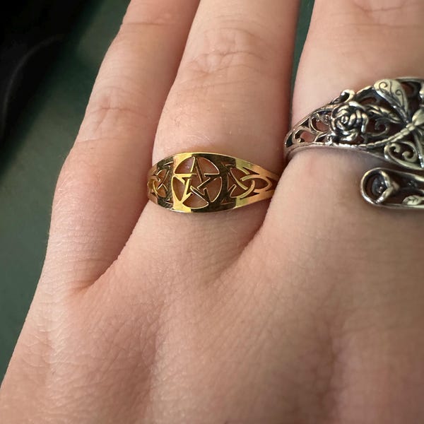 Pentacle Ring, Pentagram Ring, Ritual Jewelry, Wiccan Ring, Gothic Ring ...