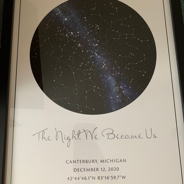 Custom Star Map | Framed Poster | REAL Night Sky | Custom Star Poster ...