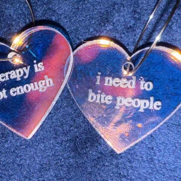 Iridescent Therapy is Not Enough I Need to Bite People Heart Hoop ...