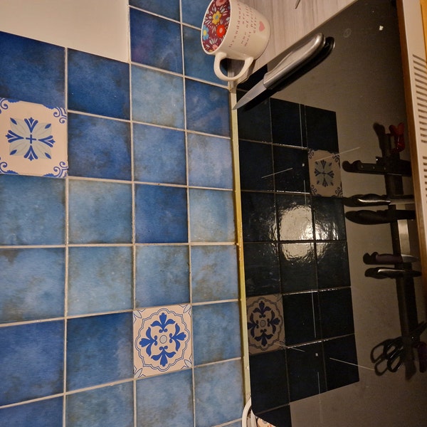 Traditional Blue Tile Decals, PACK OF 24, Birds on Ceramic Tile Decal ...