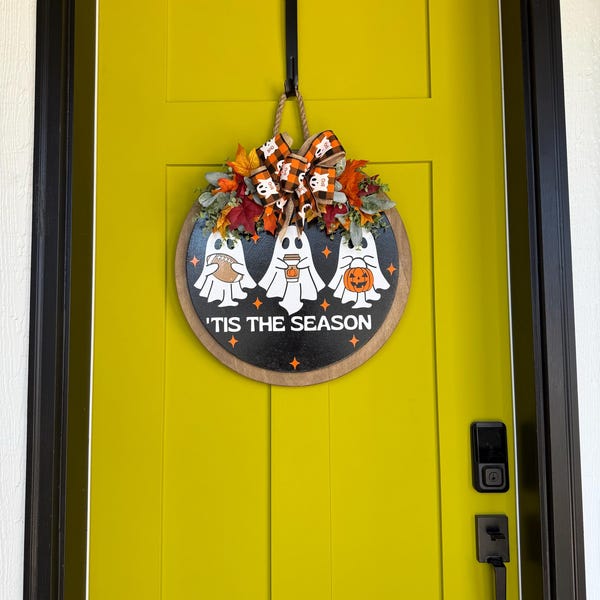 Halloween Front Door Decor | Halloween Wreath | 'tis the Season | Ghost ...