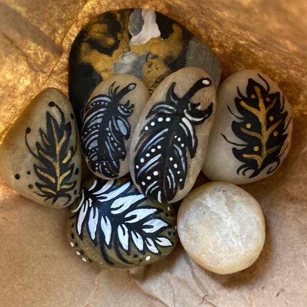 Assorted Hand Painted Rocks for Home Decor, Nature Inspired Art ...