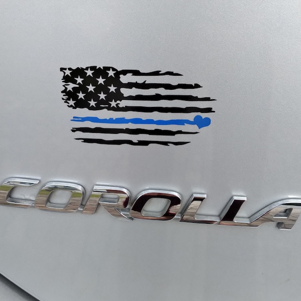 Thin Blue Line Decal With Heart, Law Enforcement Decal,blue Thin Line ...