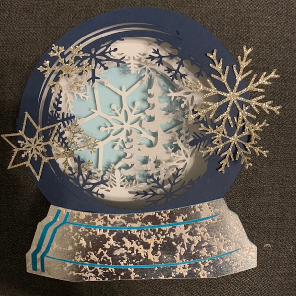 Snow Globe First Snow Box Card Template - Etsy