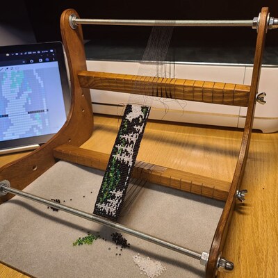 Dark Wooden Loom for Seed Bead Weaving Only for Loomed Stitch Short ...