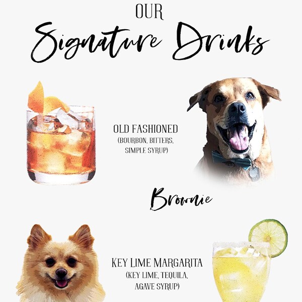 Pet Signature Drink Sign Wedding, Pet Cocktail Sign, Cat Signature ...