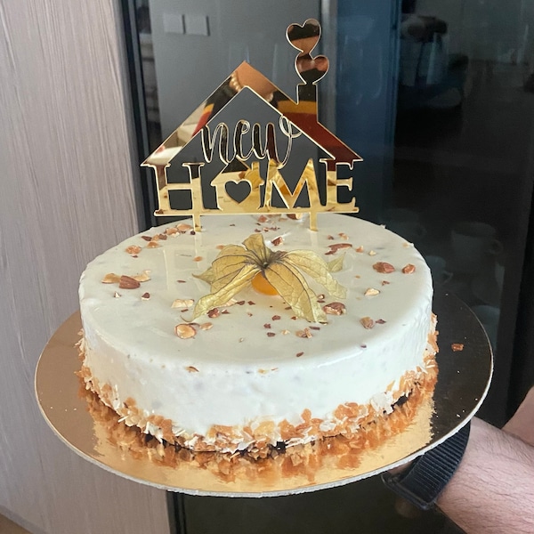 New Home Cake Topper Svg by Oxee, Cake Topper Cut File, Laser Cut Cake ...