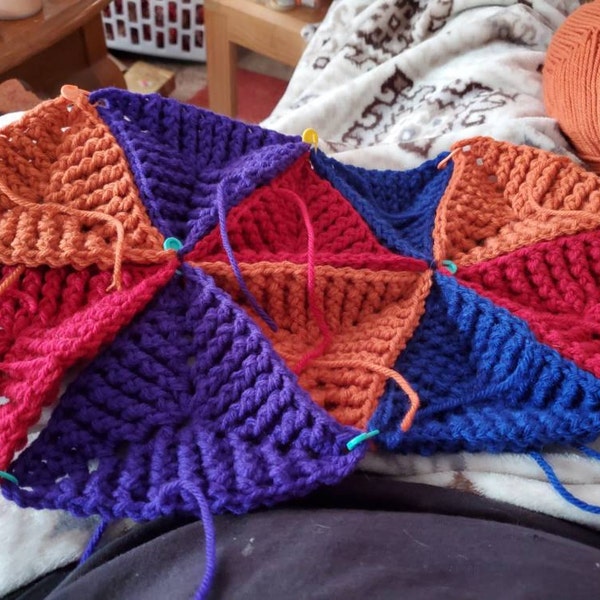 Triangles Motif Afghan Crochet Pattern: Written Pattern and Video ...