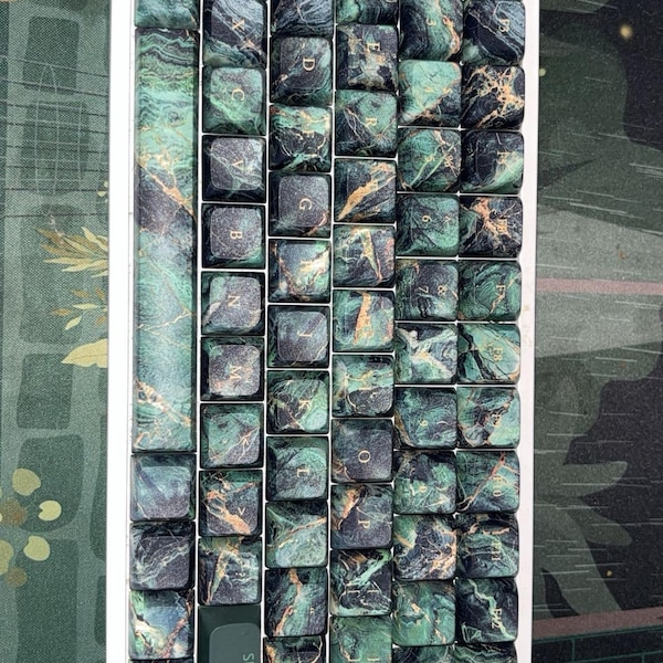 Green Marble Keycaps for Mechanical Keyboards - Key Caps for Pc Gaming ...