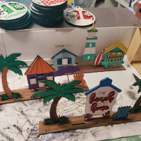 Summer Beach Standing Houses File SVG, Glowforge Lighthouse ...