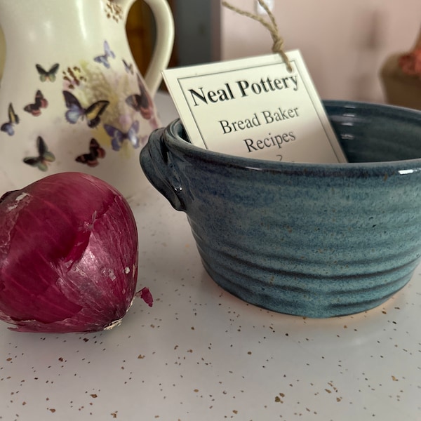 Bread Baker - Pottery Bread Baking Pot in Blue Glaze - 12 Recipes ...