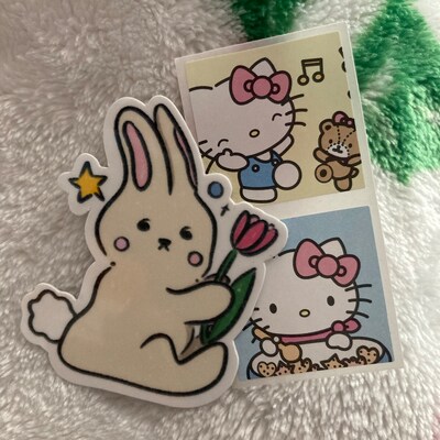 Coquette Vinyl Stickers Teddy Bear, Cherry Hearts, Bunny, Rabbit - Etsy