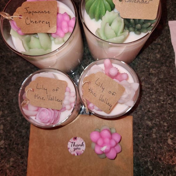 Purple Variety Succulent Candle Custom Scented Candle Hand-poured With ...