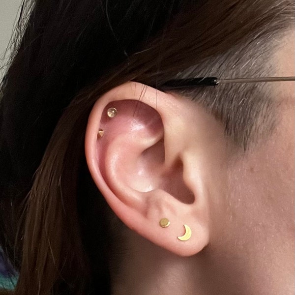 Small Flat Disc Circle Labret Stud 16G, 18G, 20G Flatback Threadless ...