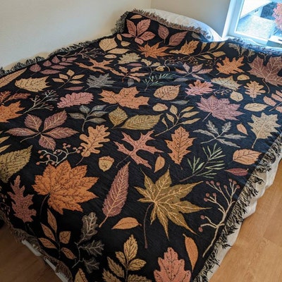 Fall Woven Blanket Autumn Leaves Tapestry Fall Decor Fall Colors Home ...