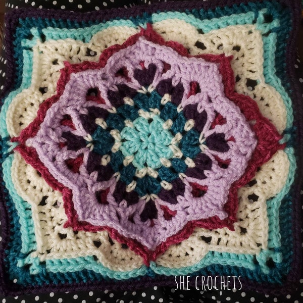 Crochet Pattern - Letitia Granny Square Afghan Block for Sampler ...