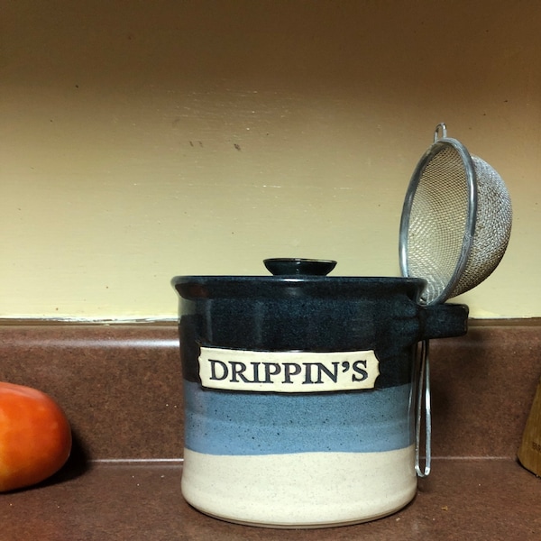 Grease Jar, Drippings Jar, Pottery, Ceramic, Drippings Container ...