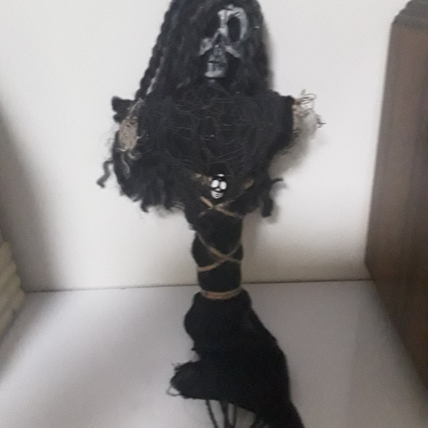 Black Voodoo Doll Protection Poppet, Gothic Folk Art for Altar or ...