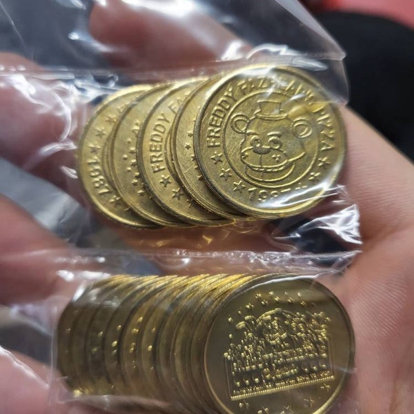 15 Five Nights at Freddys ACTUAL TOKENS Birthday Party MEDAL Brass ...